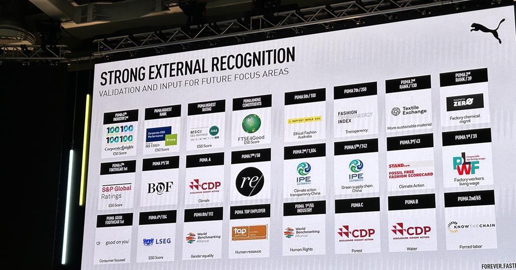 Puma CEO Arne Freundt 2024 press conference with Maria Valdes, Anne ...